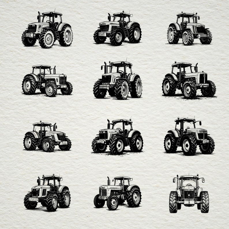 Vintage Tractor SVG Bundle Cut Files Cricut PNG Farm Tractor 12 Vintage ...