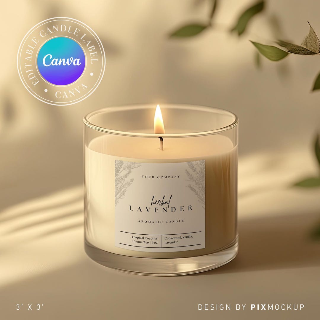Minimal Candle Label Template: Modern Jar Sticker Design (canva ...