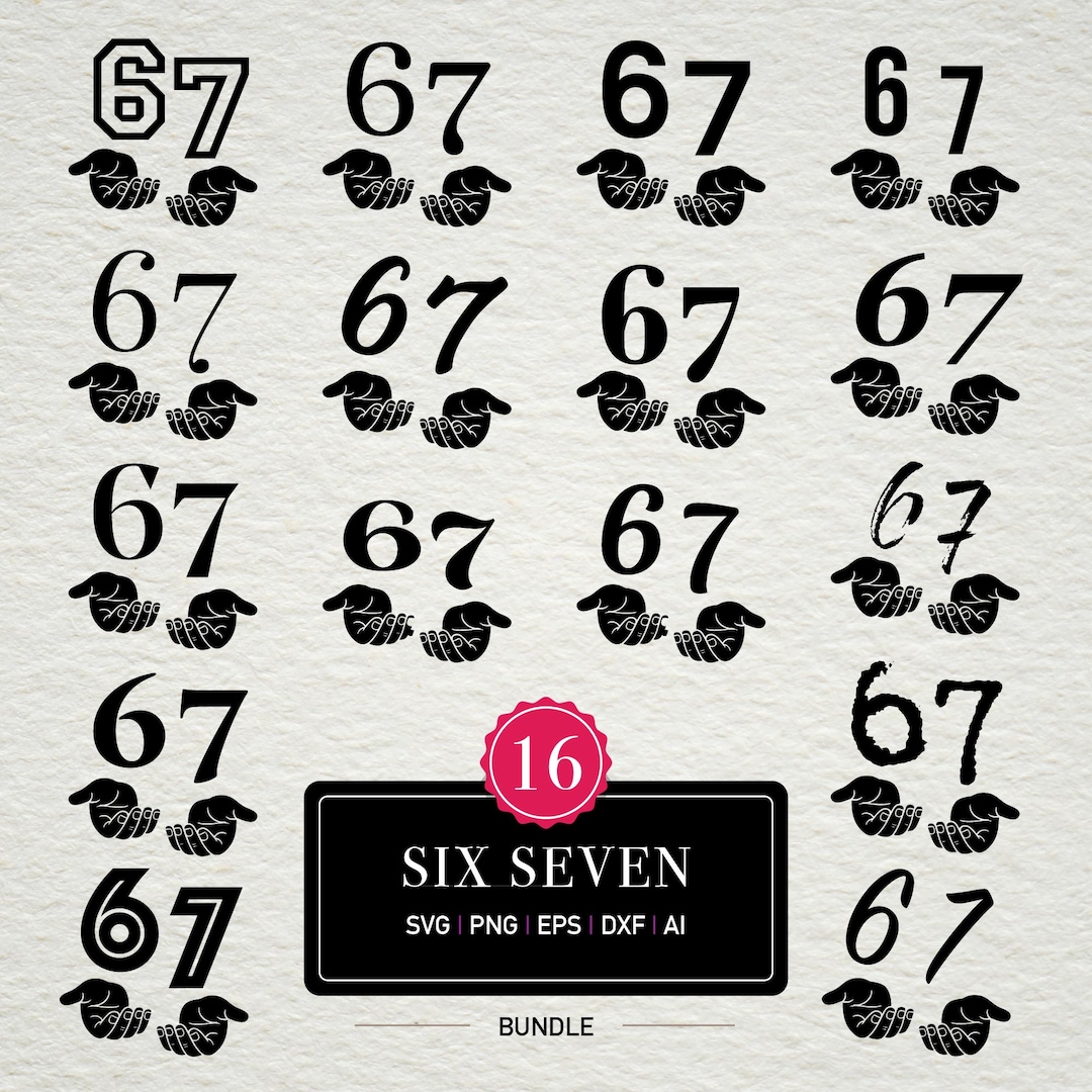6 7 Hands Meme Bundle SVG PNG DXF, Funny Viral Design (digital Download ...