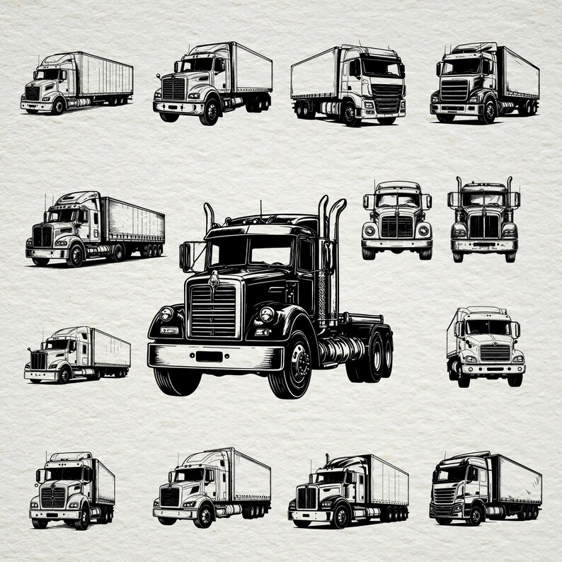 Truck SVG Bundle, Semitrailer SVG, Big Rig Svg, Trucker Svg, Tractor ...