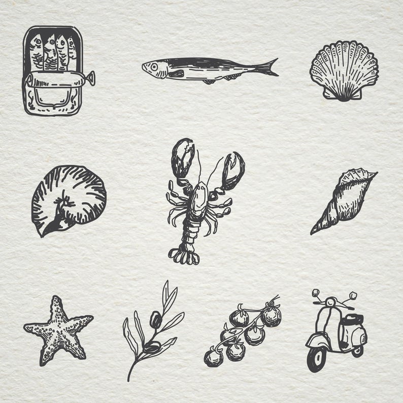 Mediterranean Icons SVG Bundle: Coastal Summer Clipart (digital ...