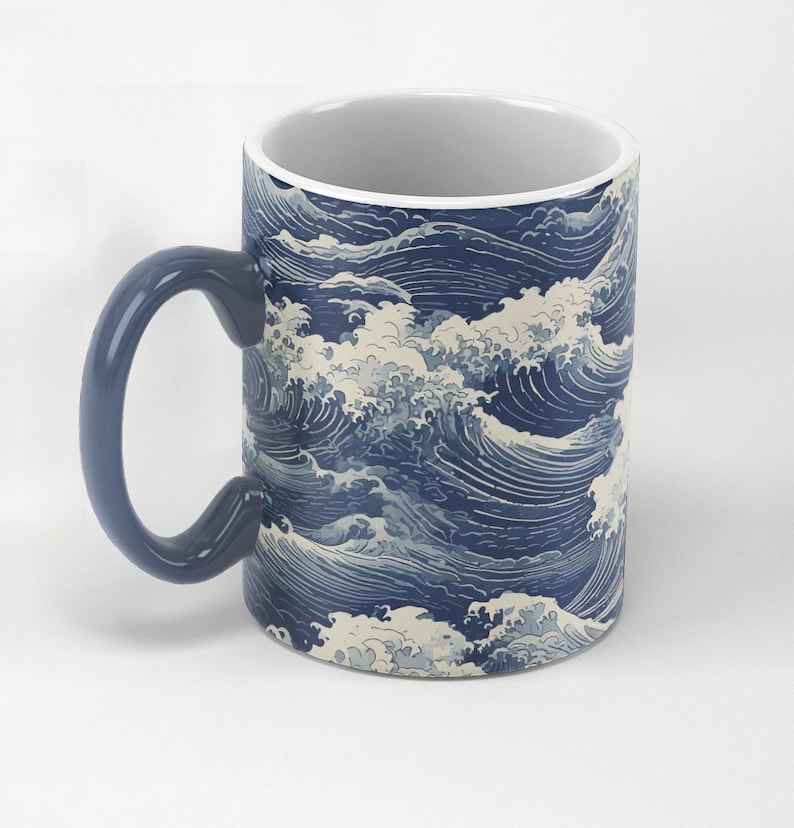 Japanese Waves Seamless Pattern: Ukiyo-e Nautical Design (digital ...
