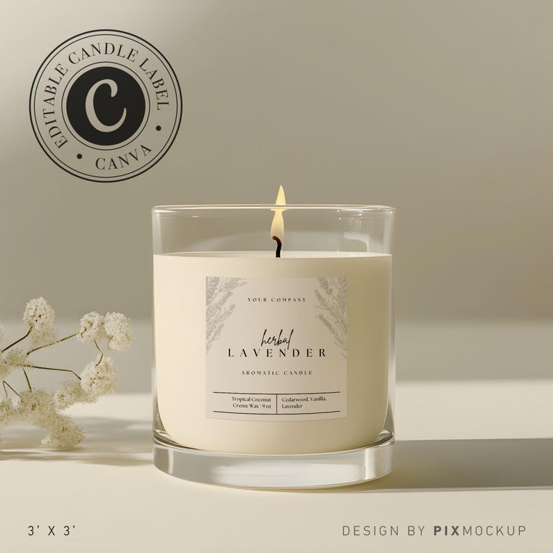Minimal Candle Label Template: Modern Jar Sticker Design (canva ...