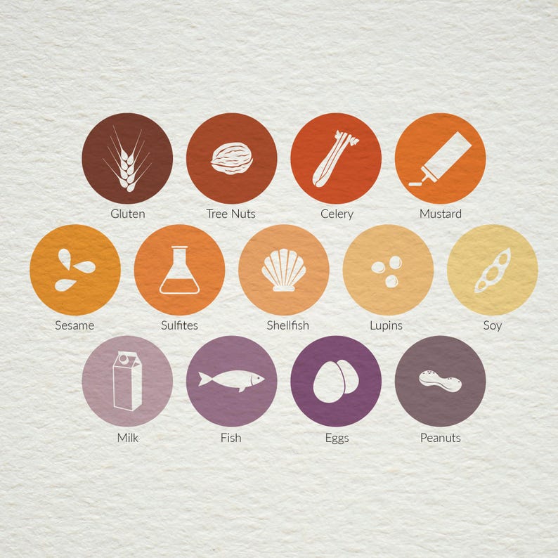 Food Allergens Symbols Line Icons Pack SVG Clipart Minimalist Food ...
