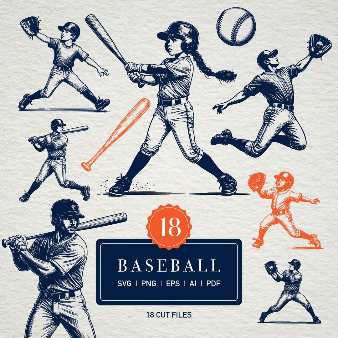 Baseball SVG Bundle: Cut Files, Clipart, Silhouette (digital Download ...