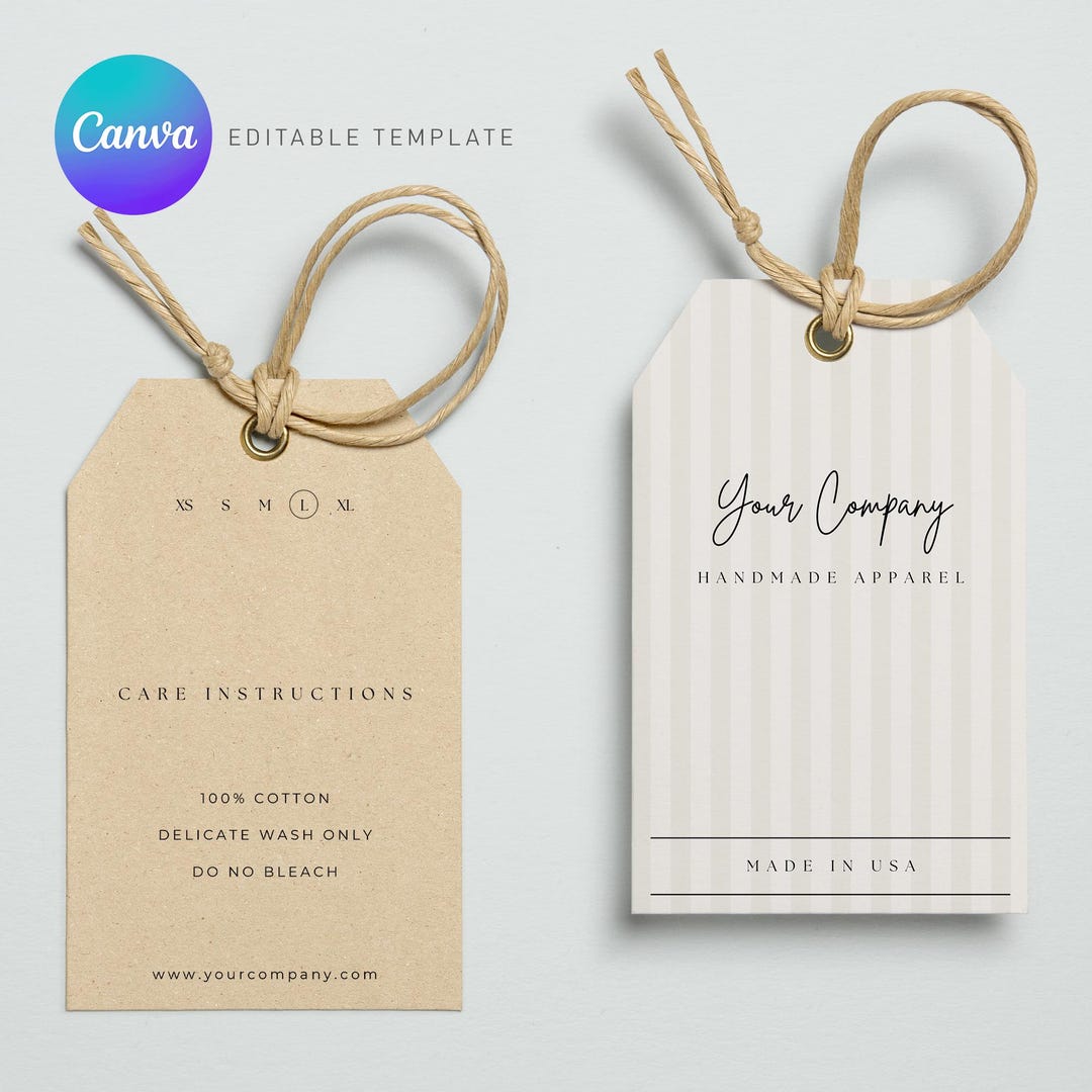 DIY Minimal Hanging Tag Template, Hang Tag Template, Editable Clothing ...