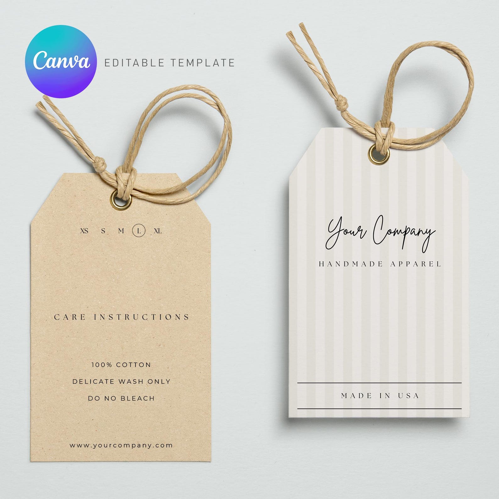 DIY Minimal Hanging Tag Template, Hang Tag Template, Editable Clothing ...