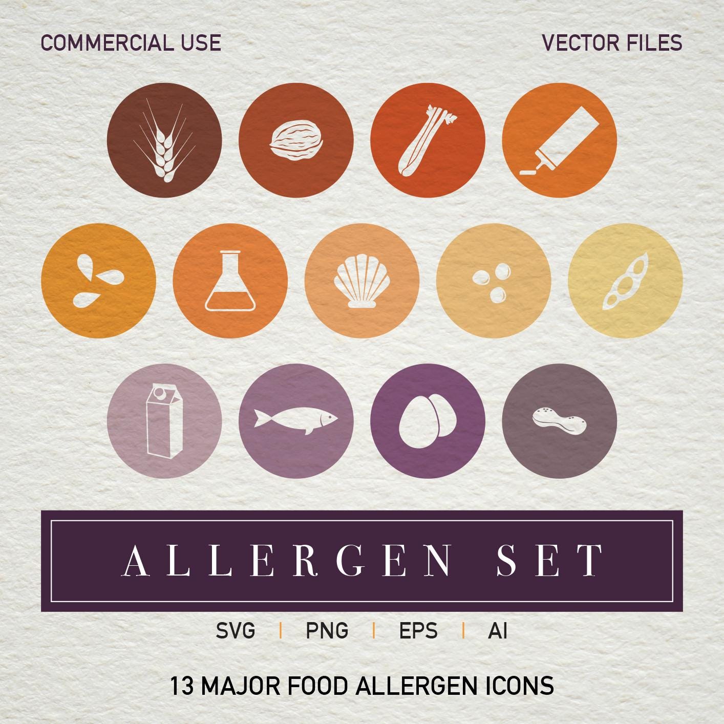 Food Allergens Symbols Line Icons Pack SVG Clipart Minimalist Food ...