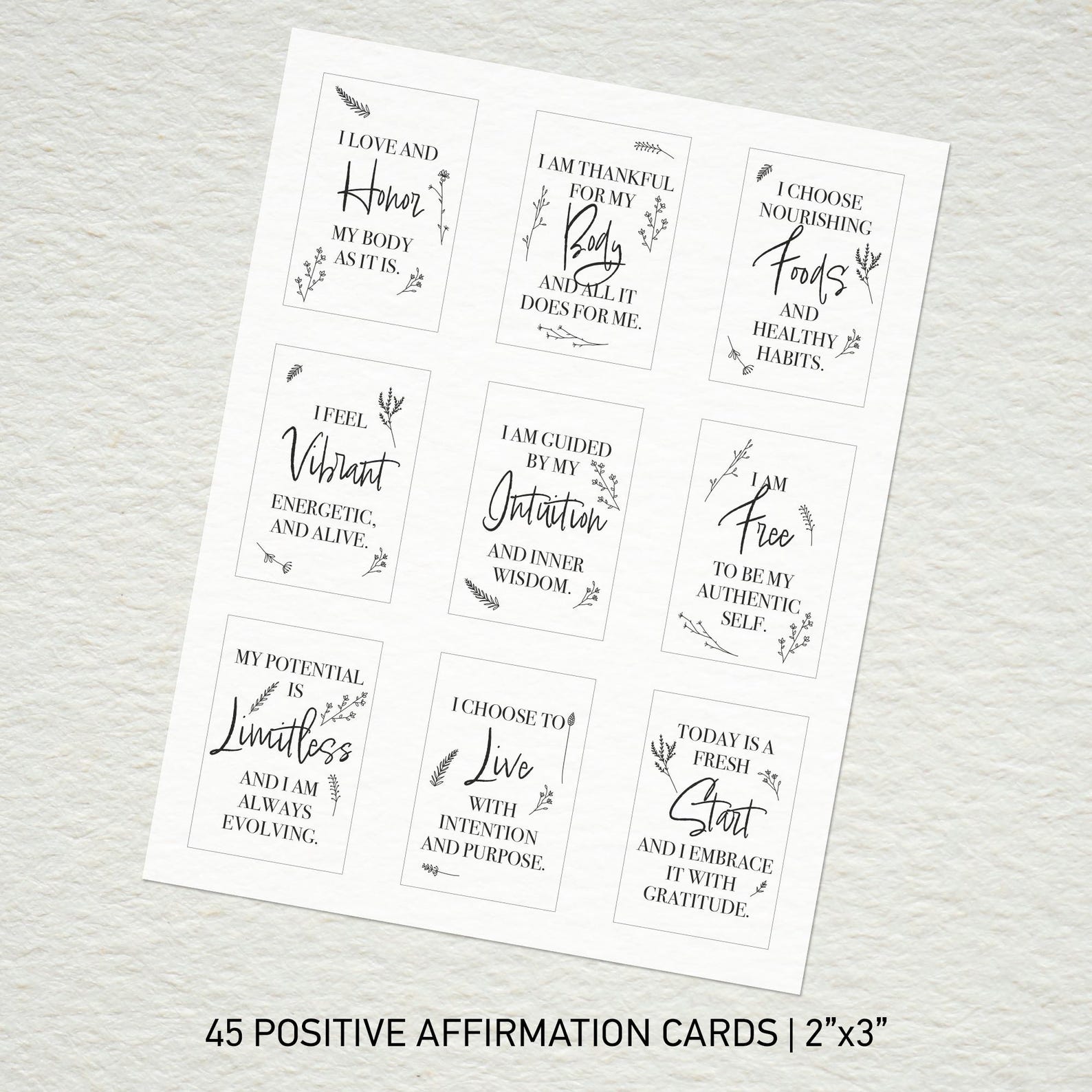 45 Affirmation Cards Printable With Wildflowers Midfulness Cards ...