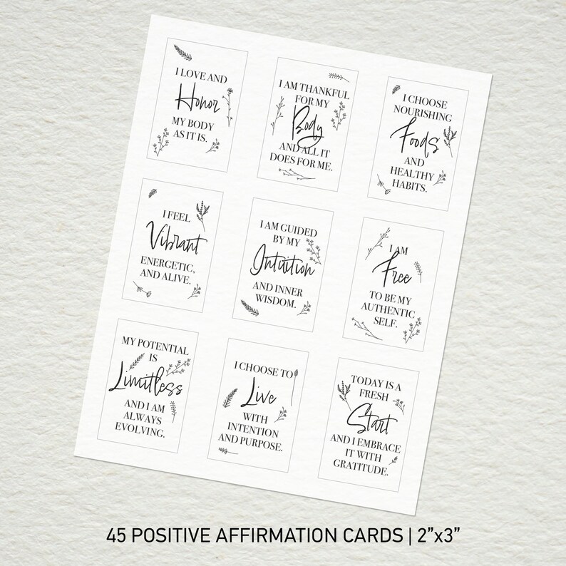 45 Affirmation Cards Printable With Wildflowers Midfulness Cards ...