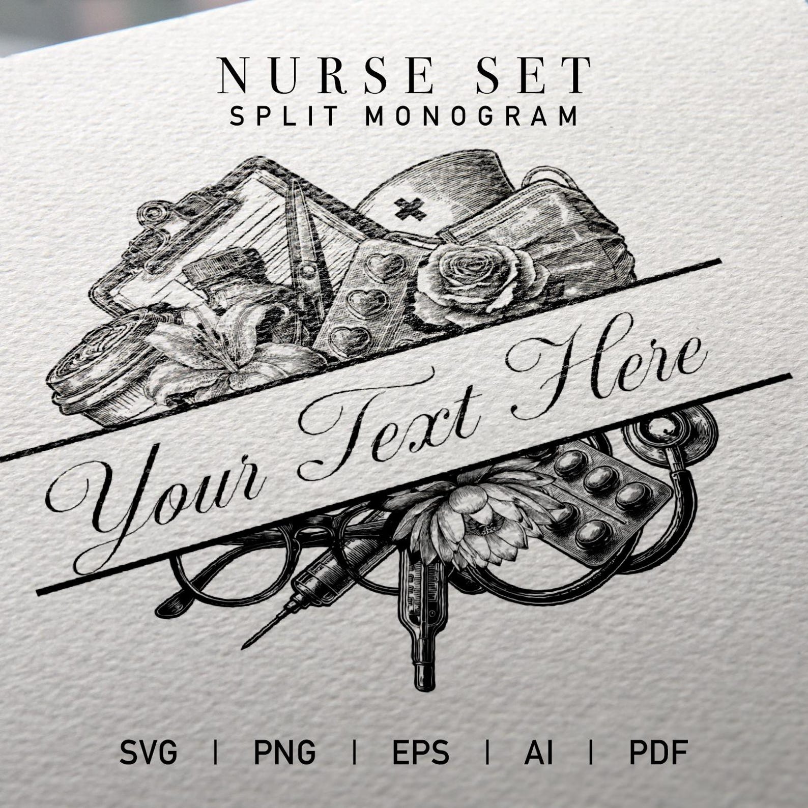 Nurse Split Monogram SVG: Floral Stethoscope Design (digital Files) - Etsy