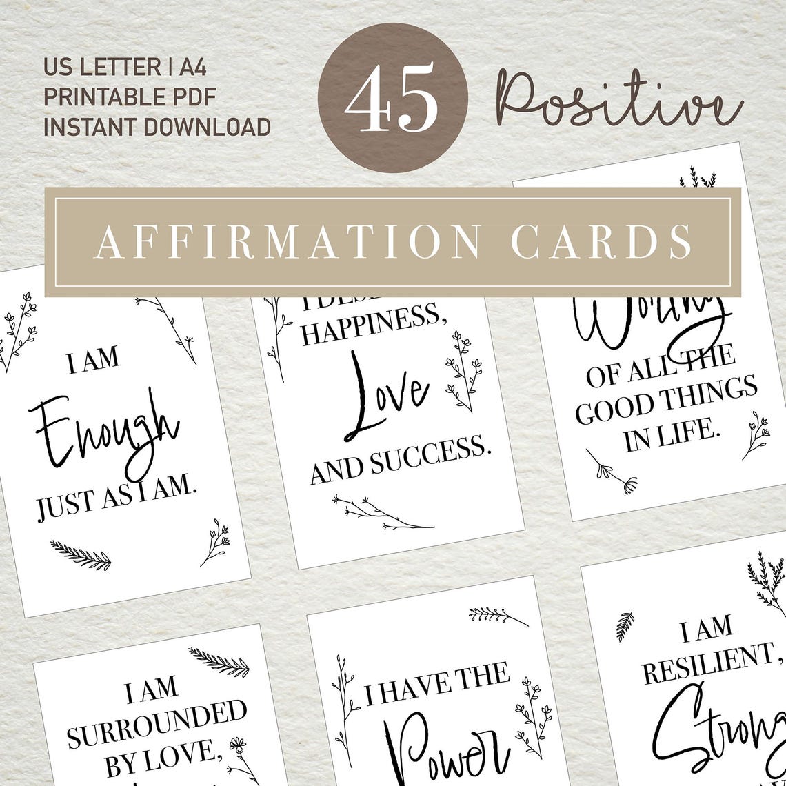 45 Affirmation Cards Printable With Wildflowers Midfulness Cards ...