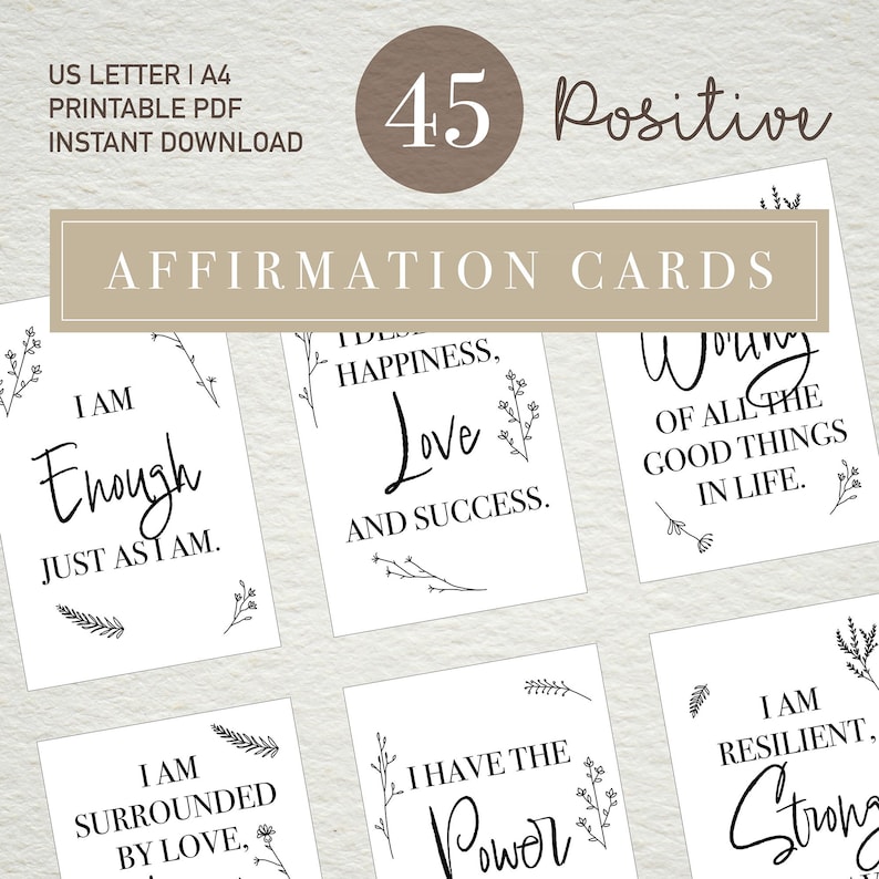 45 Affirmation Cards Printable With Wildflowers Midfulness Cards ...