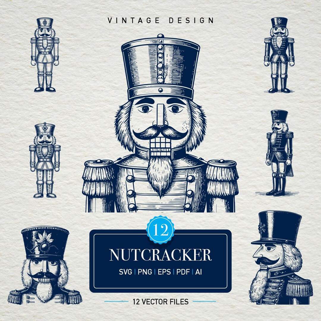 Vintage Nutcracker Clipart Set, Christmas Vector Bundle (svg, Png, Eps ...