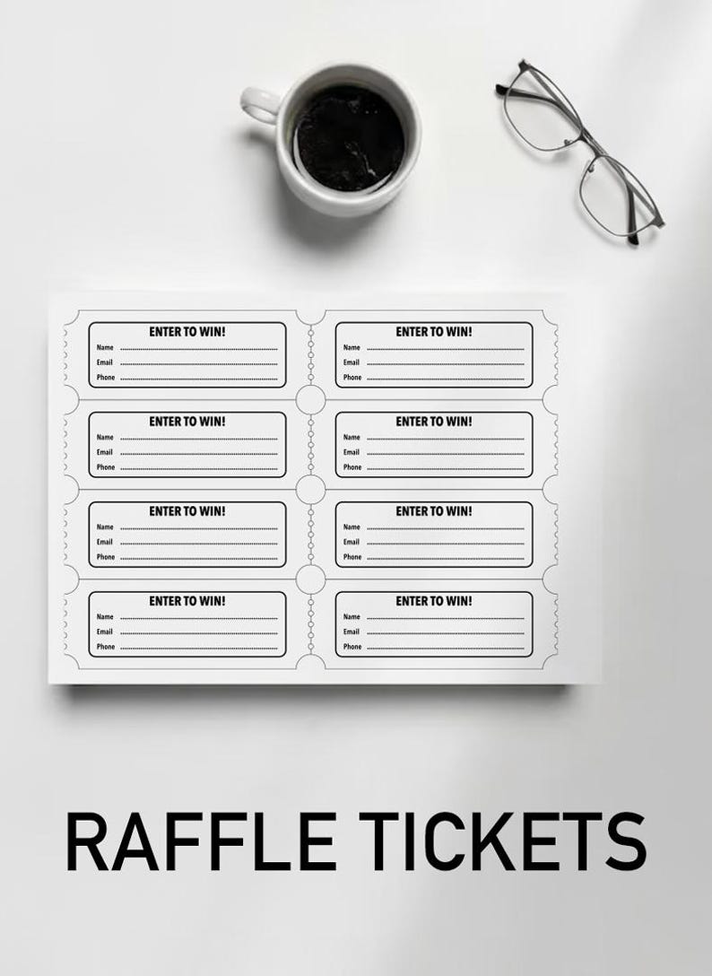 Printable Raffle Tickets Template | DIY Event Cards (letter Size) - Etsy