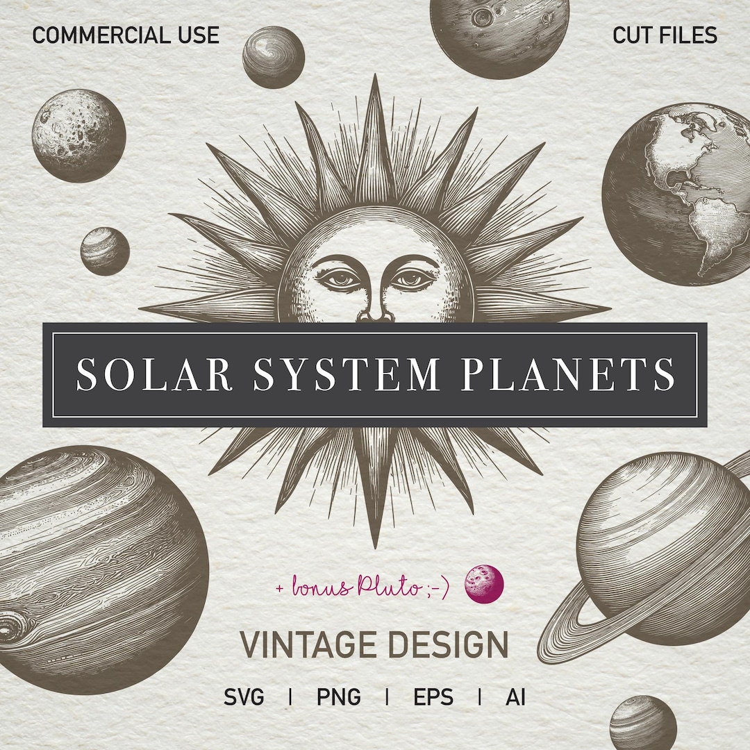 Vintage Solar System Planets SVG Bundle SVG Cut Files Cricut Art ...