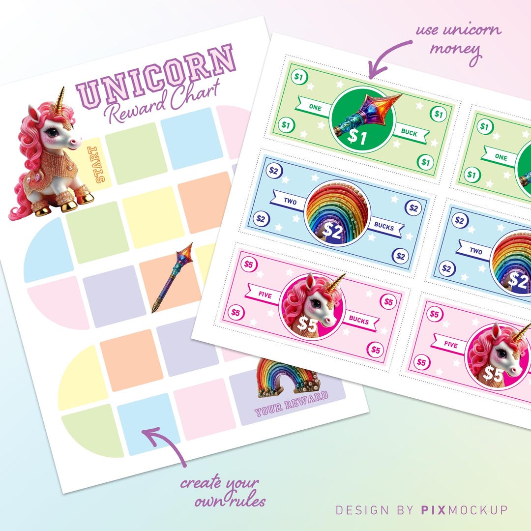 Unicorn Reward Chart: Kids Chore Bucks, Printable (PDF) - Etsy UK