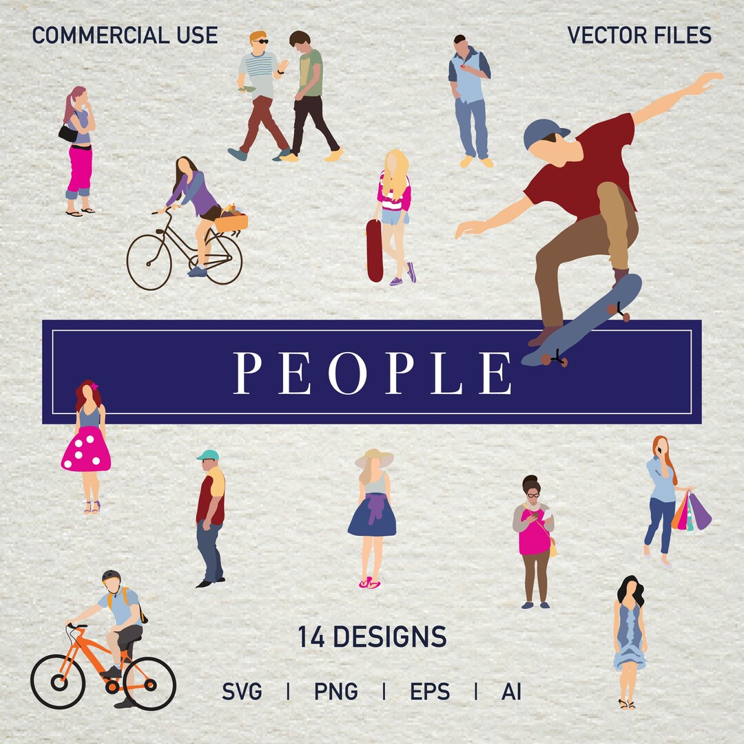 Flat Vector People Illustration: SVG Clipart Bundle (digital Download ...
