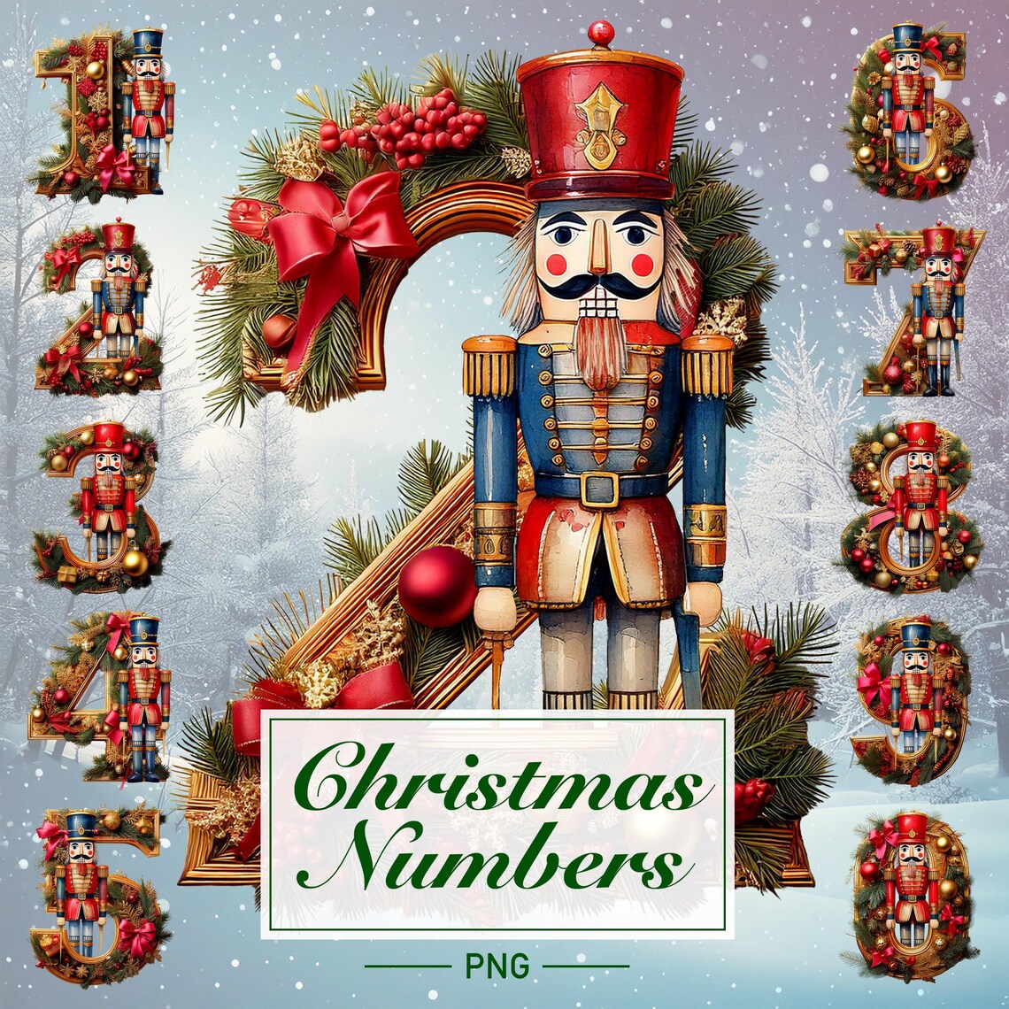 Nutcracker Christmas Numbers, Holiday PNG Font (digital Download) - Etsy