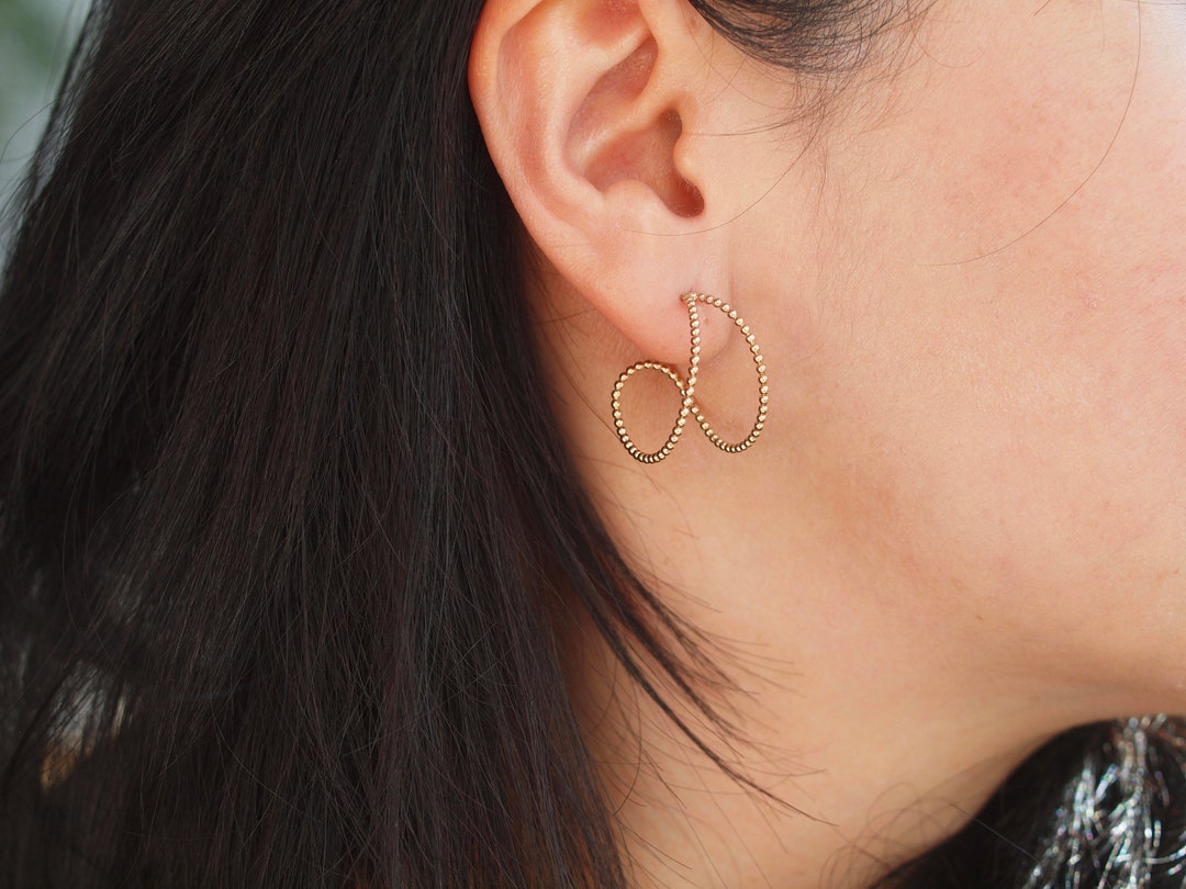 Gold Filled Bubble Hoops, Perleé Earrings, Beaded Huggie Hoops ...