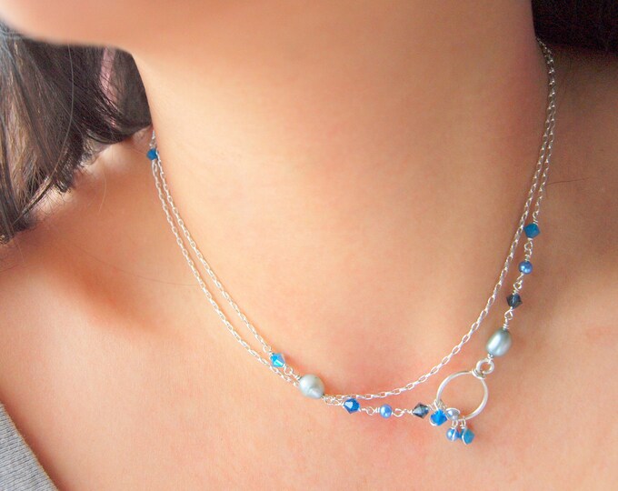 Spring Sky Long Necklace Convertible to Short and Bracelet in - Etsy