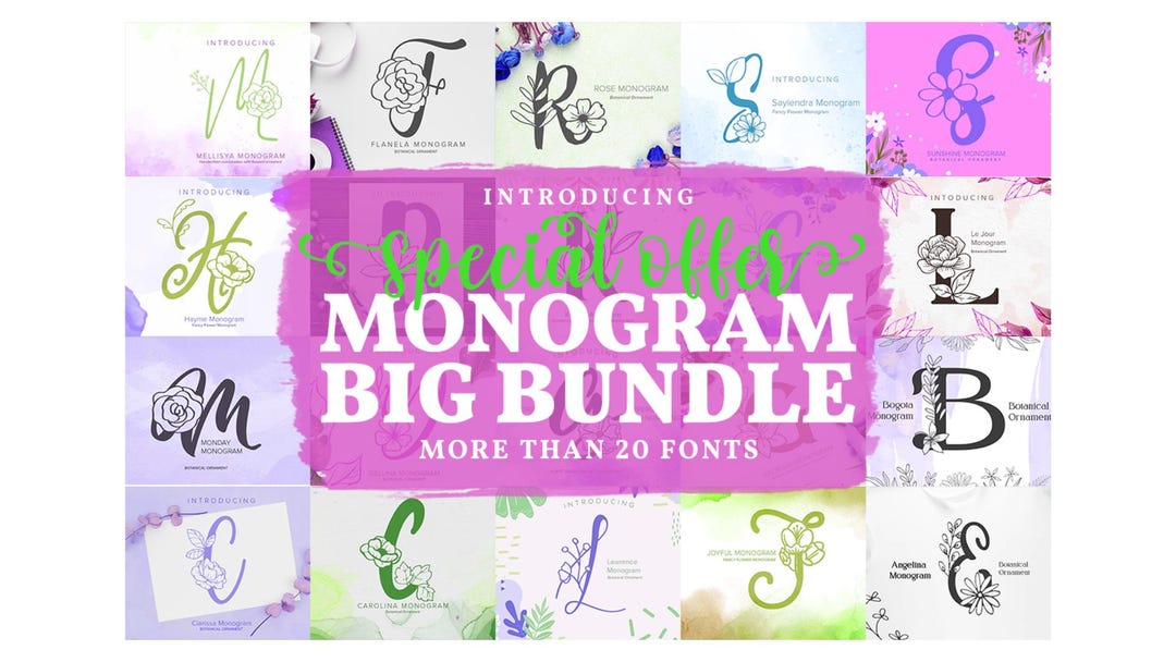 Monogram Fonts Big Bundle Retro Font Cricut Font Groovy Fonts Canva ...