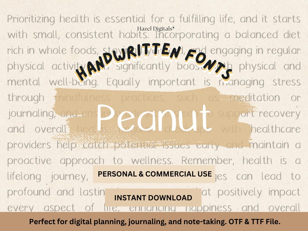 Handwritten Font Peanut, Neat Handwriting Font, Commercial Use ...