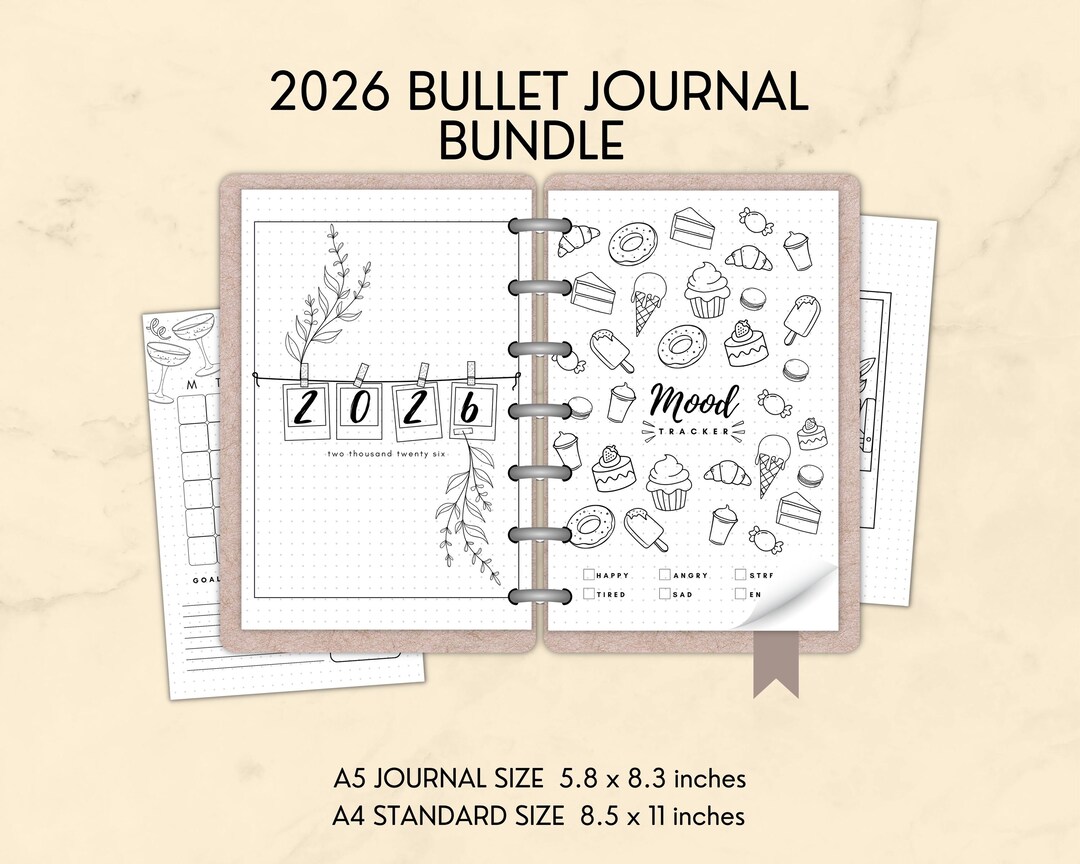 2026 Bullet Journal Bundle | Printable Digital Planner With Calendar ...