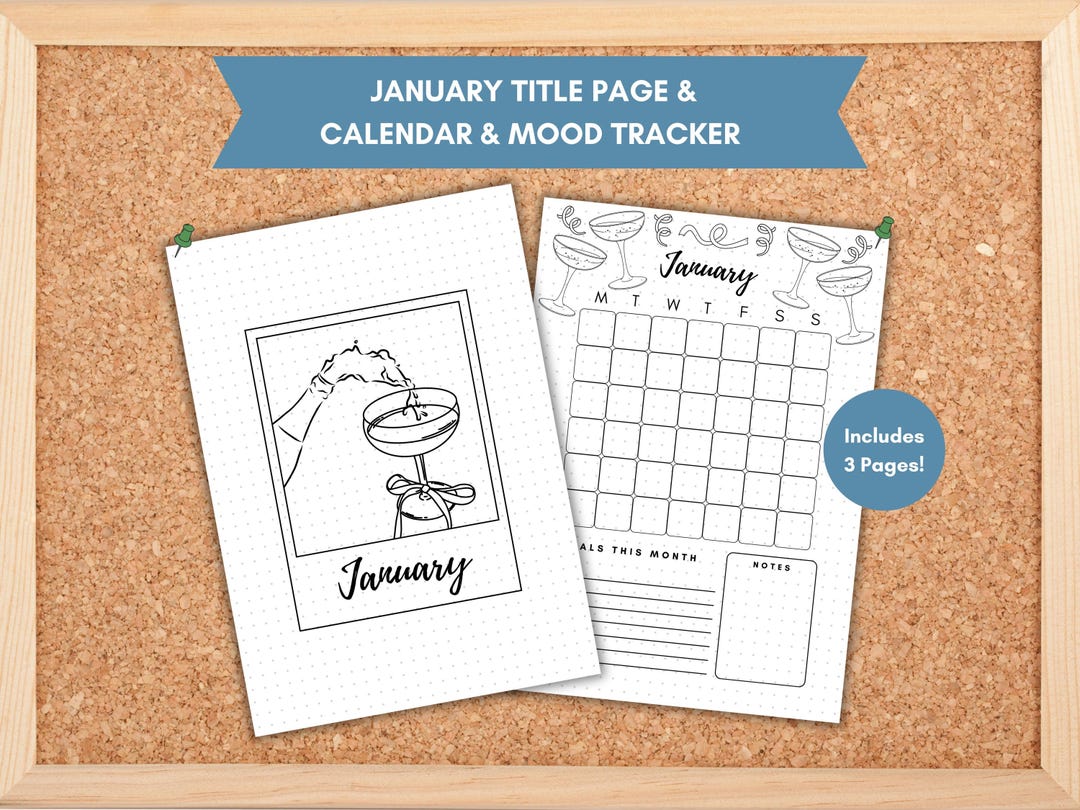 January Title Page, January Calendar, Printable Title Page, Bullet ...