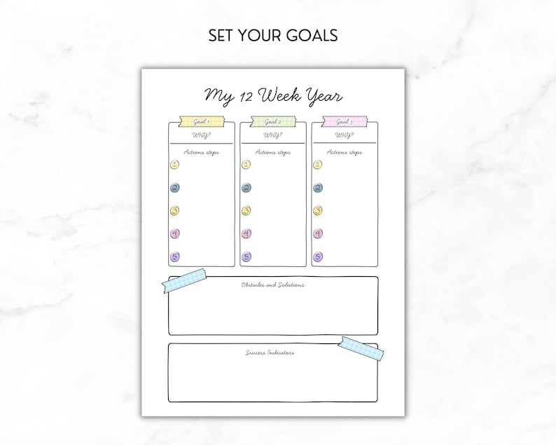 12 Week Planner Printable | 12 Week Year Goal Planner | Productivity ...