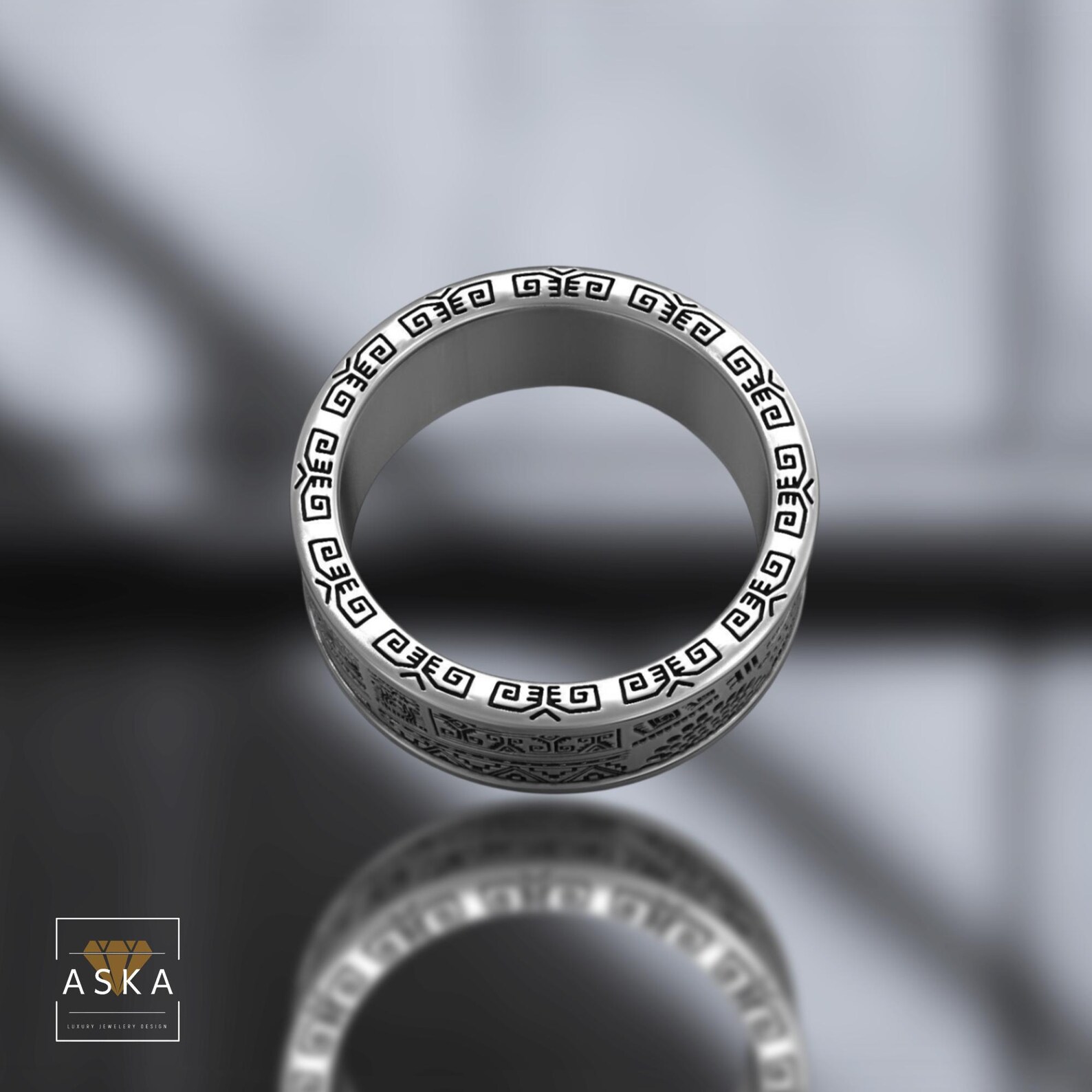 Sterling Silver Maori Amulet Ring: Engraved Tribal Wedding Band - Etsy