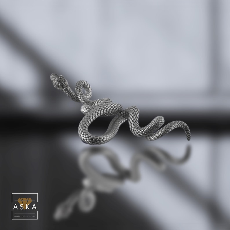 Sterling Silver Snake Necklace: Engraved Serpent Animal Jewelry - Etsy