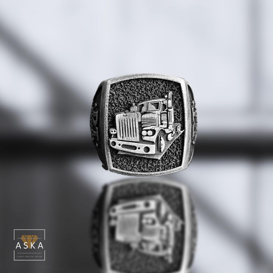 Personalized Family Crest Truck Driver Ring: 925 Sterling Silver - Etsy