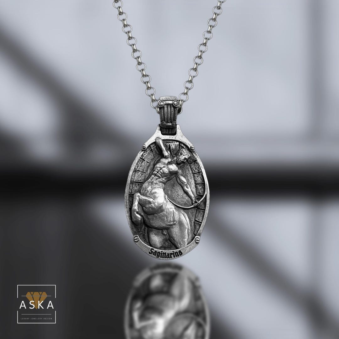 Sterling Silver Sagittarius Centaur Necklace - Greek Mythology Zodiac ...