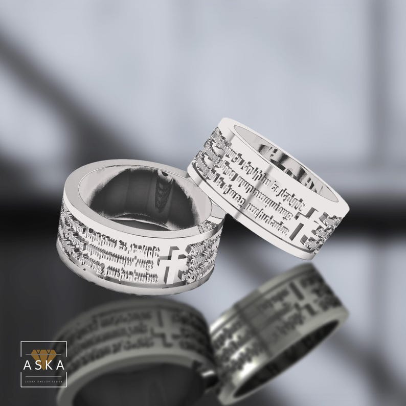 Sterling Silver Armenian Cross Ring: the Lord's Prayer Band - Etsy