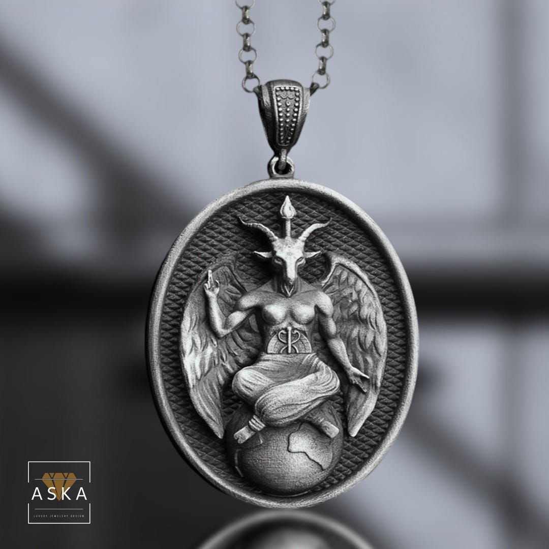 Satanic Lucifer Baphomet 925 Sterling Silver Necklace – Occult Esoteric ...