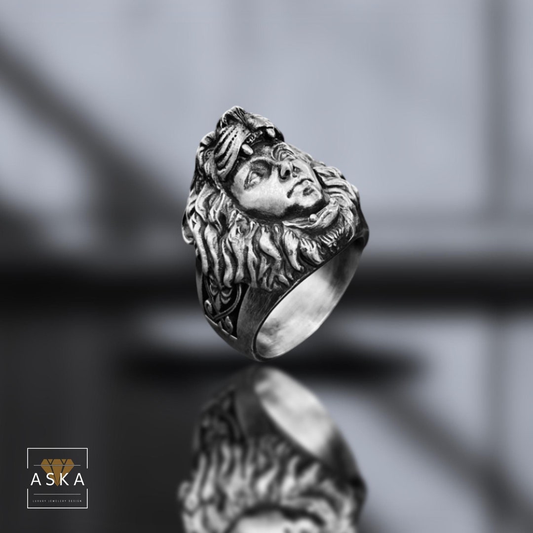 Handmade Sterling Silver Hercules Lion Ring: Men's Mythological Jewelry ...