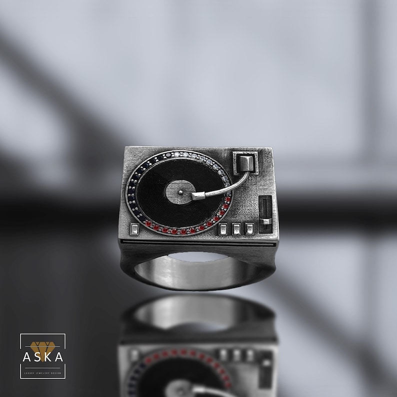 Sterling Silver Record Player Ring: Music Lover Gift - Etsy
