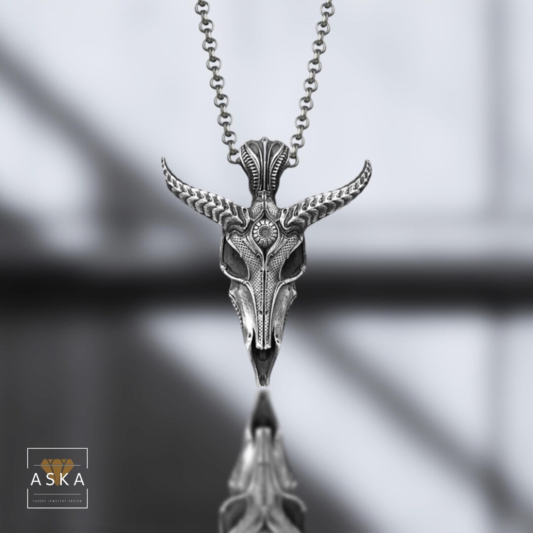 Satanic Lucifer Baphomet 925 Sterling Silver Necklace, Occult Satanic ...
