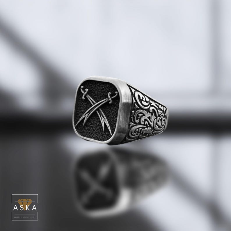 Zulfiqar Sword Ring – Sterling Silver Double Sword Ring – Islamic ...