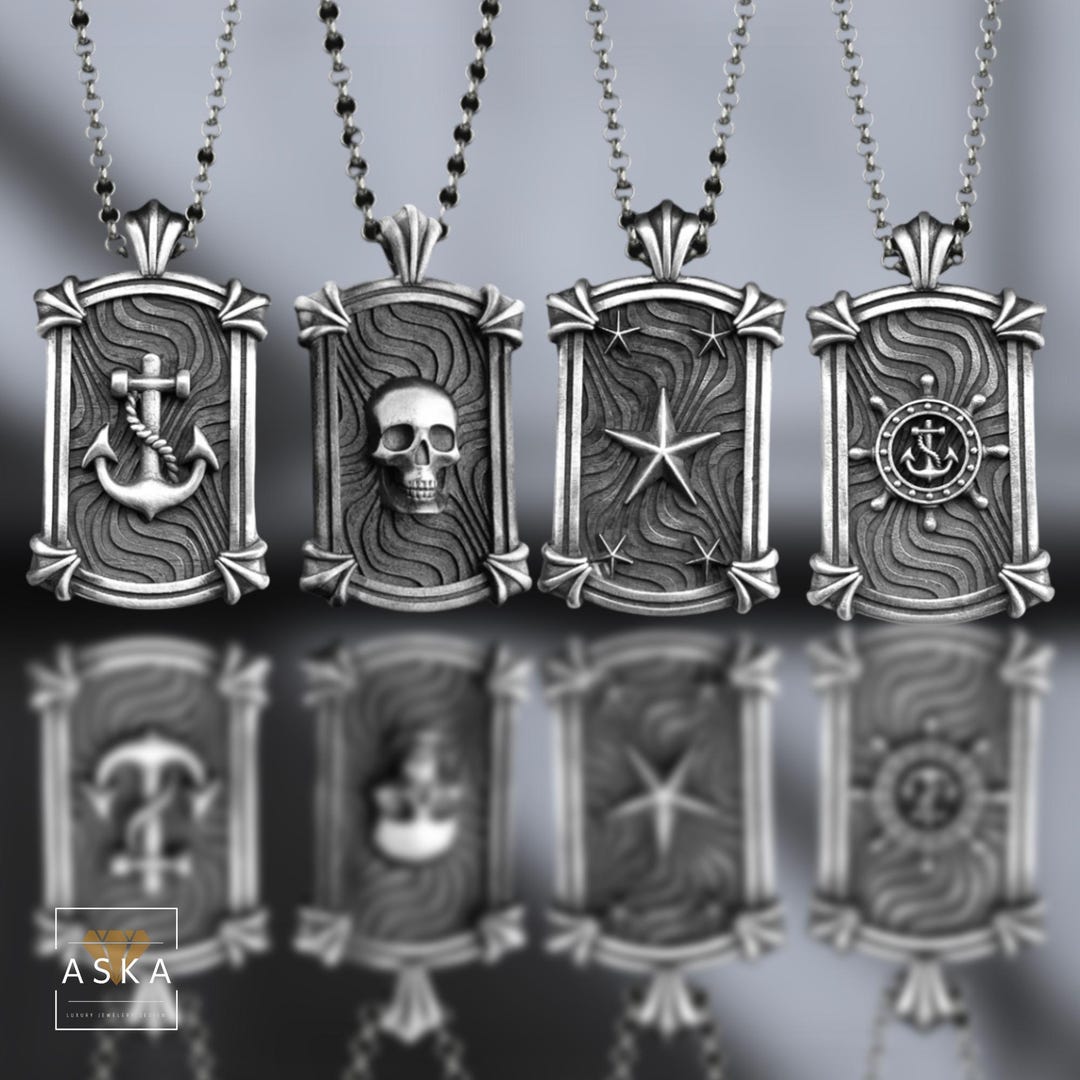 Unique Handmade Skull,sirius Star, Sailor, Tag Silver Necklace ...