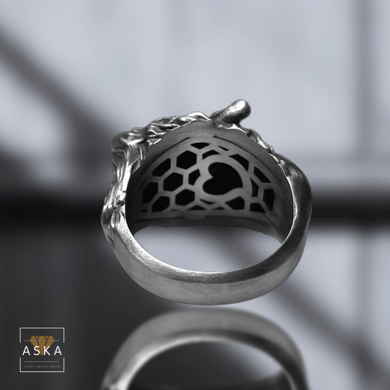 Sterling Silver Screaming Woman Ring: Gothic Red Gemstone Heart Jewelry ...