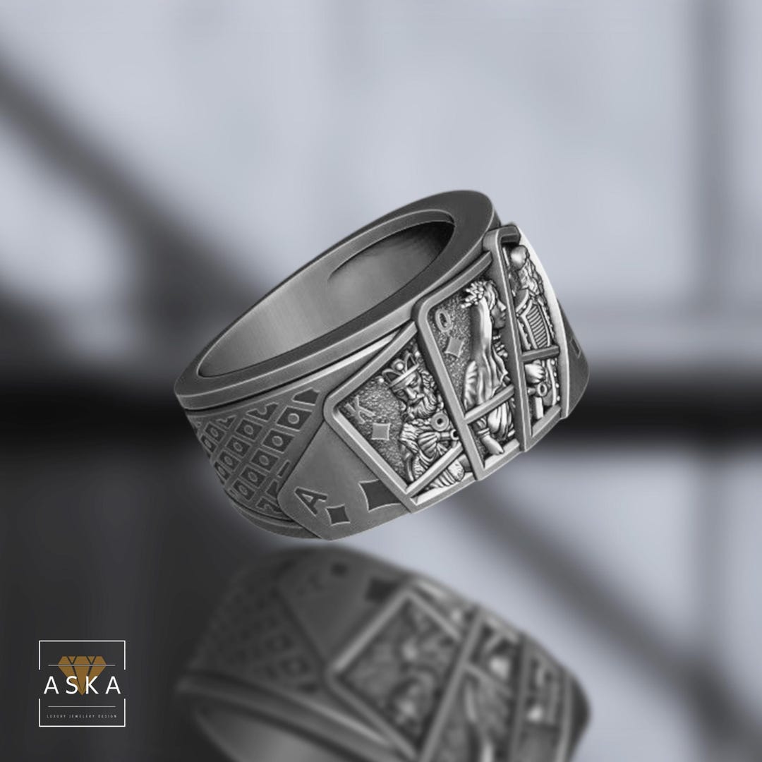 Poker Playing Cards Ring,gambler Jewelry Playing Cards Ring,casino ...