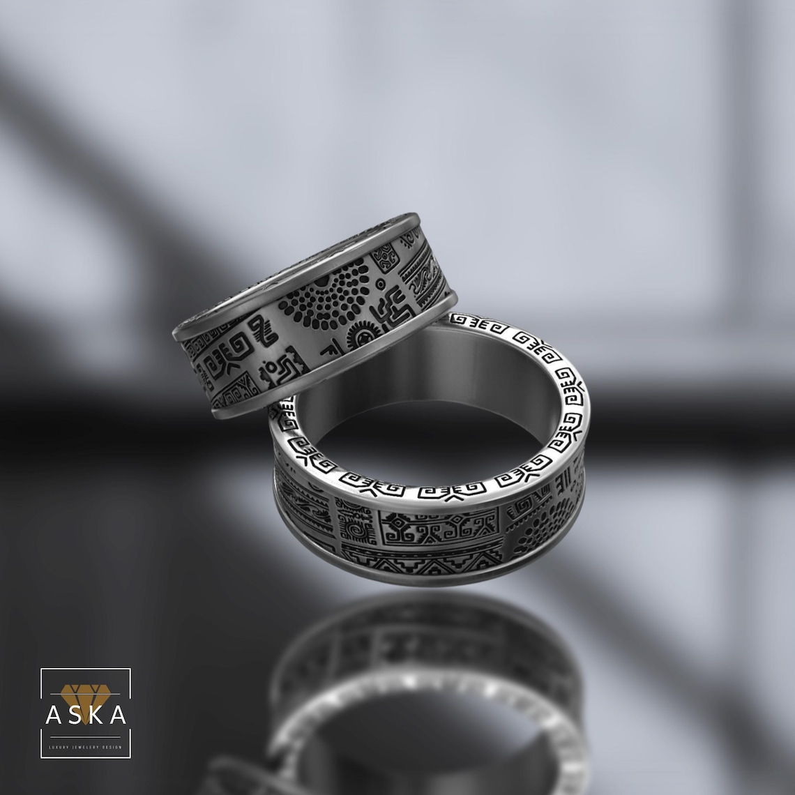 Sterling Silver Maori Amulet Ring: Engraved Tribal Wedding Band - Etsy