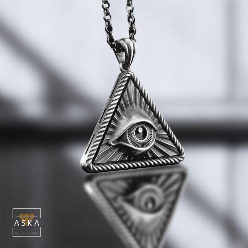 Sterling Silver Illuminati Eye Necklace: Masonic Symbol Jewelry - Etsy