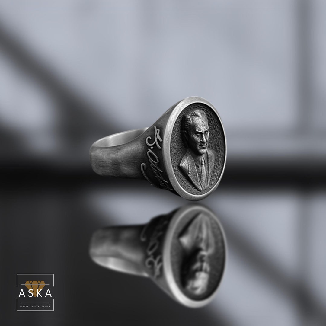 Sterling Silver Ataturk Portrait Ring: Turkish Artisan Jewelry - Etsy