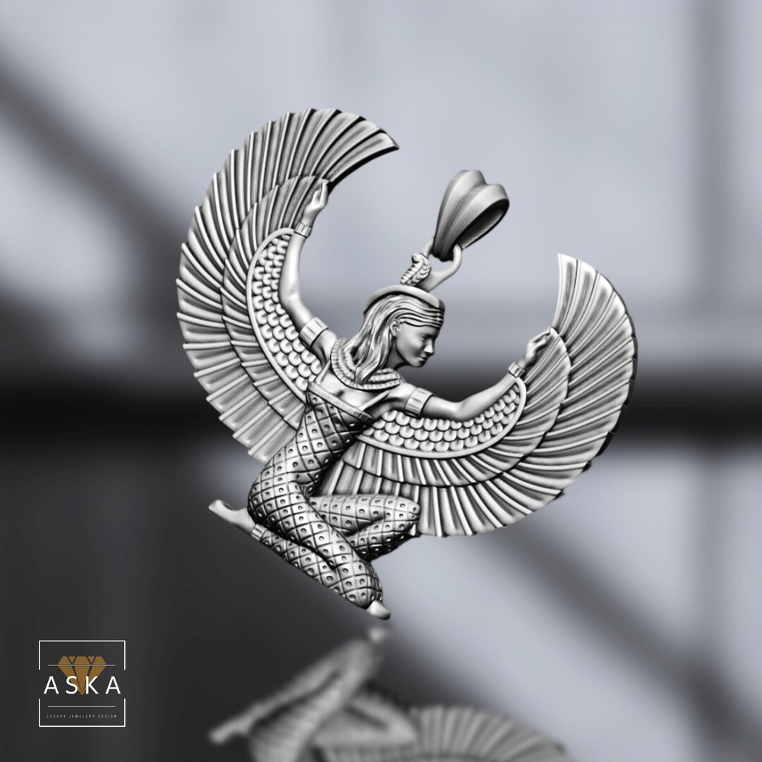 Isis Egyptian Goddess 925 Sterling Silver Necklace – Winged Goddess ...