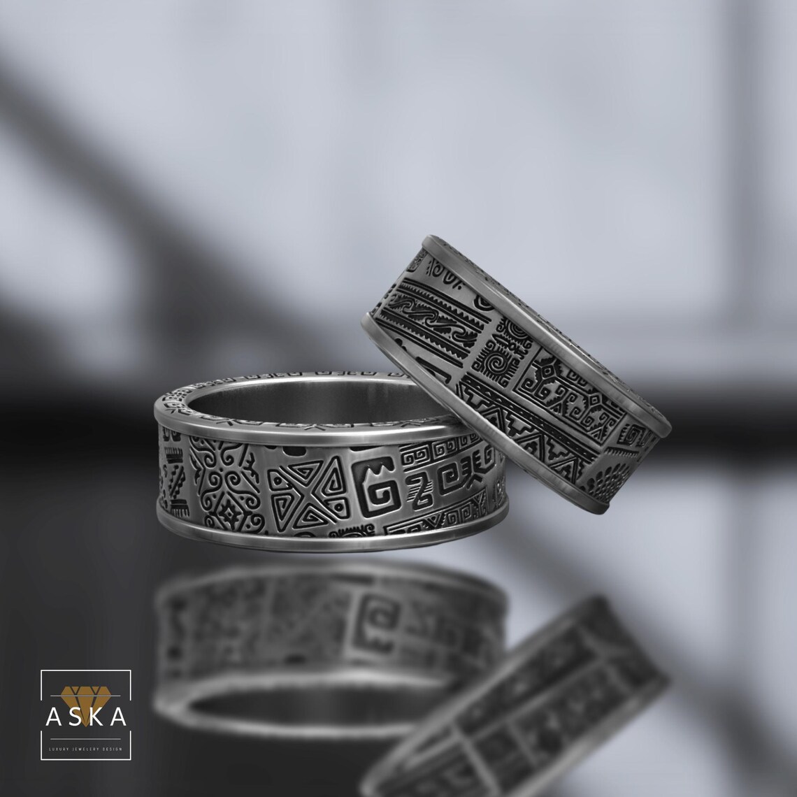 Sterling Silver Maori Amulet Ring: Engraved Tribal Wedding Band - Etsy