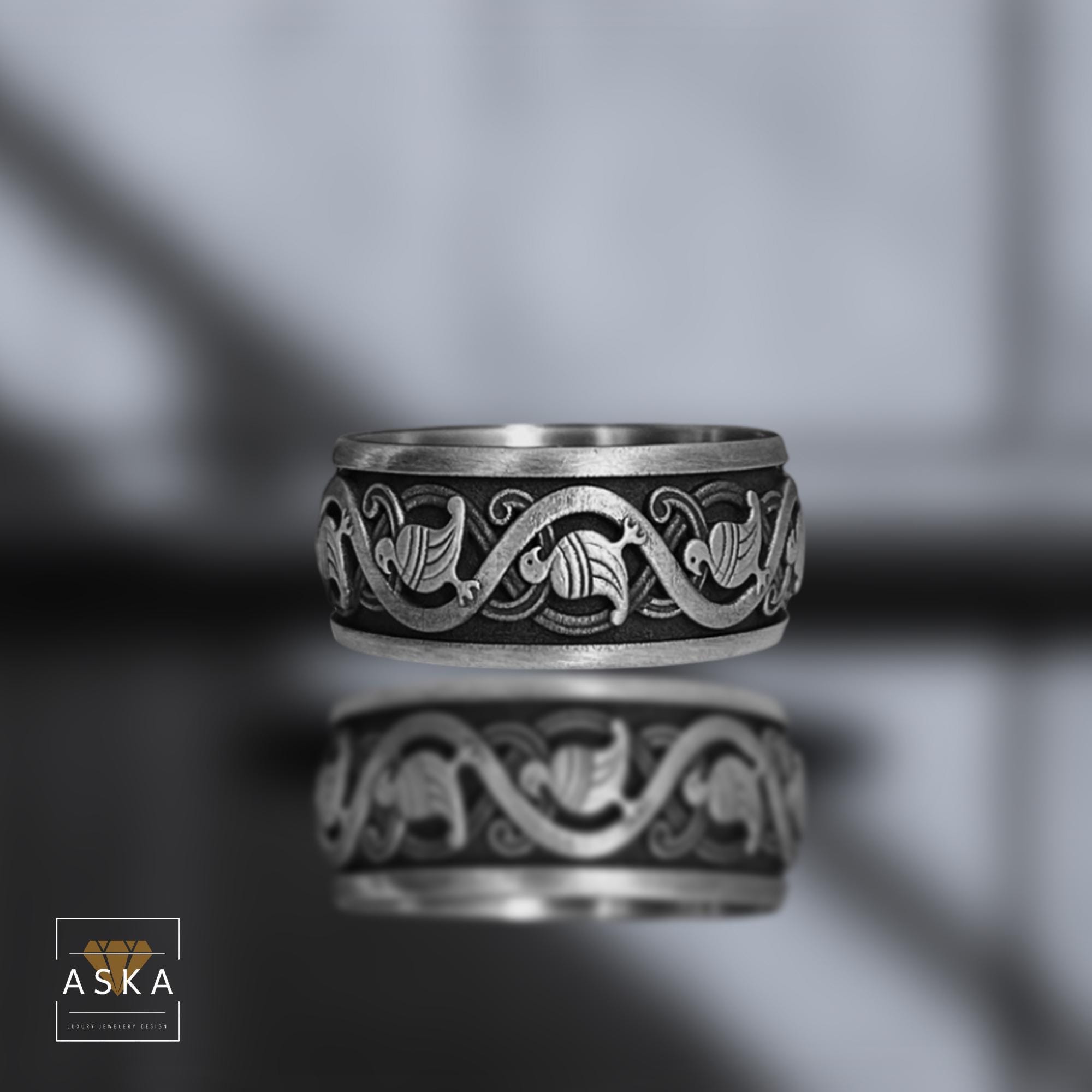 Dove Sterling Silver Men's Wedding Ring: Bird Promise Ring Gift - Etsy