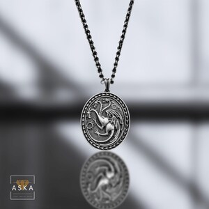 Sterling Silver King Ghidorah Dragon Necklace: Oxidized Medieval Amulet ...